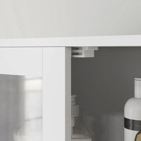 HOMCOM Sloupcový pomocný nábytek do koupelny s 6 dveřmi, nastavitelnými policemi a protiskluzovým designem moderní koupelnová skříň 60x30x170,5 cm bí…