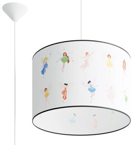 Dětské závěsné svítidlo Fairy, 1x plastové stínítko se vzorem, (fi 40cm)
