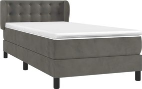 Box spring postel s matrací tmavě šedá 90x190 cm samet 3127704