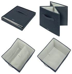 Tmavě šedé látkové úložné boxy v sadě 2 ks s víkem 33x38x32.5 cm – Leitz