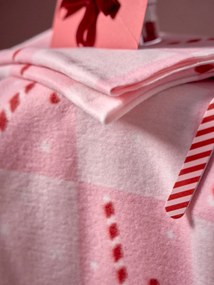 Sinsay - Vánoční deka se vzorem cukrových holí - pastelová růžová