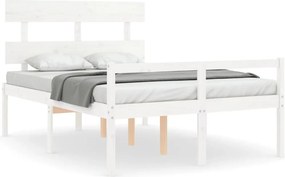 Postel s čelem pro seniory bílý 120x200 cm masivní dřevo 3195347