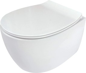 Deante Silia, závěsná wc mísa Rimfree + toaletní sedátko z duroplastu, bílá, CDLD6ZPW