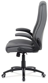Kancelářská židle, potah šedá ekokůže, černý kovový kříž, houpací mechanismus