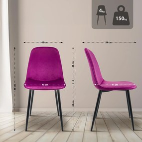 Sada 2 jídelních židlí Maryam samet – fialová