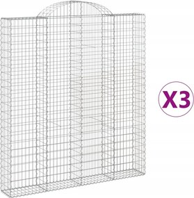 vidaXL Gabionové koše, 3 ks, 200 x 30 x 220/240 cm, galvanizované železo