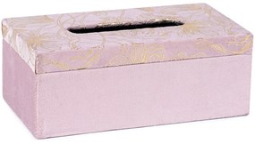 Box na kapesníky Gold flowers růžová, 24 x 13 x 9 cm
