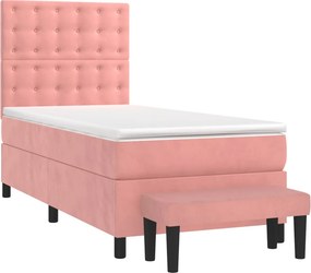 Box spring postel s matrací růžová 100x200 cm samet 3138072