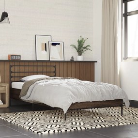 Rám postele hnědý dub 75 x 190 cm kompozitní dřevo a kov