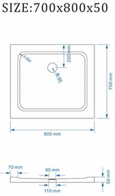 BPS-koupelny Obdélníková akrylátová sprchová vanička HYD-OSV-ST05B 80x70 bílá