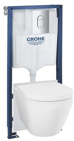 Grohe Solido - Set předstěnové instalace, klozetu Euro Ceramic, sedátka SoftClose a tlačítka Arena Cosmopolitan, Triple Vortex, chrom 102514SH00