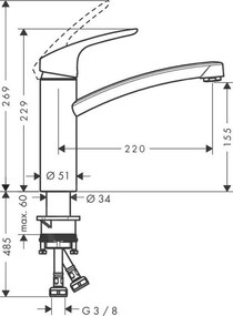 Hansgrohe Focus M41, dřezová baterie Focus, EcoSmart, chromová, 31826000