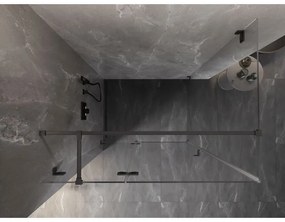 Mexen Lunar T, sklápěcí levý sprchový kout 140 x 110 cm, 8mm čiré sklo, profil grafit broušený, 834T-140-110-66-00-L