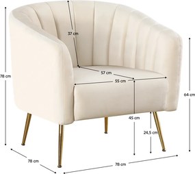 Designové křeslo, béžová Velvet látka/gold chrom-zlatý, BAGY
