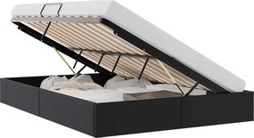 Postel s úložným prostorem Černá 153 x 203 cm Umělá kůže 3369974