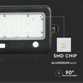 LED Stmívatelný solární reflektor se senzorem LED/10W/3,7V 4000K IP65 + USB port