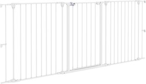 PawHut Ocelová bariéra pro psy 206x90 cm Skládací brána pro zvířata se třemi panely, dvojitým zámkem a pomocnou zámkovou funkcí pro dveře, chodby a sc