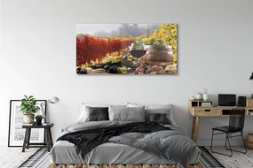 akrylový obraz Podzimu sklenice na víno 140x70 cm