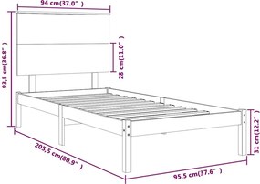 Postel bez matrace bílá 90 x 200 cm masivní borovice 3104789