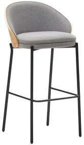 OnaDnes -20% Šedá čalouněná barová židle Kave Home Eamy 77 cm