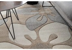 koberec FEEL 1602/15055 Květiny béžový / šedá velikost 240x330 cm | krásné koberce cz