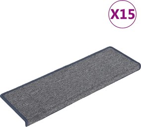 Schodové rohože 15 ks 65 x 21 x 4 cm světle šedé a modré s obdélníkovým okrajem 326200