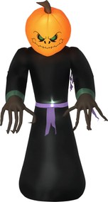 Aosom 210 cm Nafukovací dýňový duch, Halloween hrůzostrašná dekorace s LED osvětlením, Halloween dekorace, vodotěsná vzdušná figura, polyester, pro i…