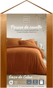 3dílné mušelínové povlečení na dvoulůžko/prodloužené v terakotové barvě 260x240 cm Angelia – douceur d'intérieur