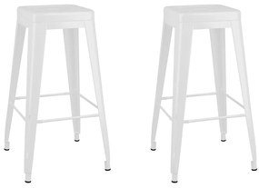 Barové stoličky - stohovatelné - kov - 2 ks | bíle