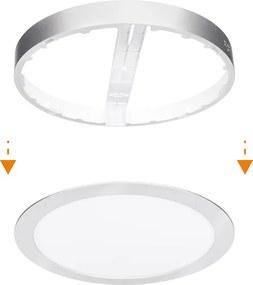 Solight LED mini panel koupelnový 2v1, 3CCT, podhledový/přisazený, 18W, 1530lm, IP54, stříbrná, kulatý
