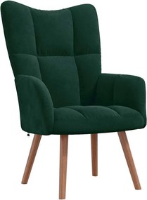 Relaxační křeslo se stoličkou tmavě zelené samet 328064