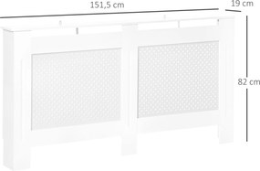 HOMCOM MDF dřevěný kryt radiátoru, moderní skříňka s bílou lakovanou horní policí, 151,5x82x19 cm