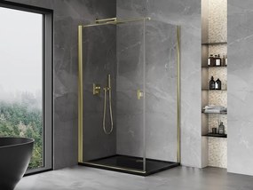 Mexen Mist-B, 1-křídlý ​​výklopný sprchový kout 90 x 95 cm, čiré sklo, zlatý lesklý profil, 8A2T-090-095-50-00