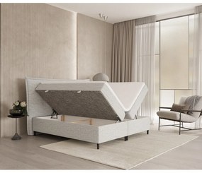 Světle šedá boxspring postel s úložným prostorem 160x200 cm Sinai – Maison de Rêve