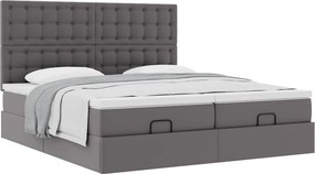 Osmanský rám postele s matrací šedá 200x200cm umělá kůže 3313662