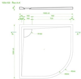 ARTTEC Sprchová vanička z litého mramoru čtvrtkruhová DIVINE 100 x 100 cm PAN00990