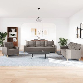 3dílná sedací souprava s polštáři taupe textil 3278310