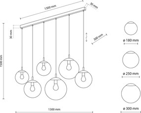 TK Lighting Černý závěsný lustr Esme pro žárovku 6x E27 TK4797