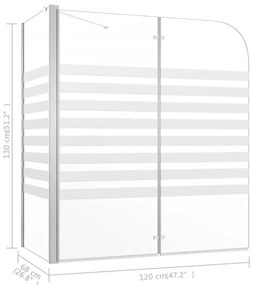 vidaXL Marketos Vanová zástěna 120 x 68 x 130 cm tvrzené sklo pruhovaná