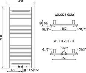 Mexen Mars, elektrické topné těleso 900 x 400 mm, 300 W, černá, W110-5900-400-6300-70