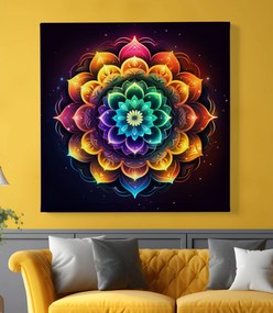 Obraz na plátně - Zářící kosmická mandala FeelHappy.cz Velikost obrazu: 100 x 100 cm