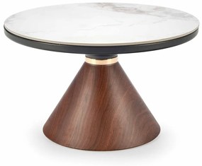 Konferenční stolek- GENESIS- Bílý mramor / Ořech / Zlato