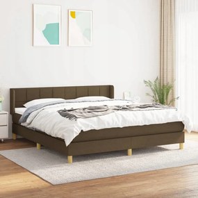 Box Spring Postel S Matrací Textil Tmavě Hnědá Blok se čtverci 160 x 200