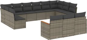 13dílná zahradní sedací souprava s poduškami šedá polyratan 3226459