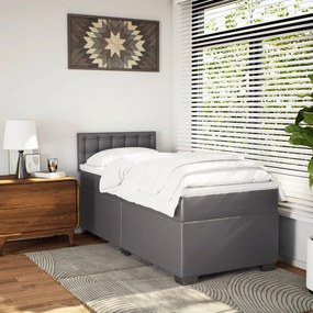 Box spring postel s matrací šedá 80 x 200 cm umělá kůže 3288398