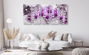 5-dílný obraz fialové květy na abstraktním pozadí Varianta: 100x50