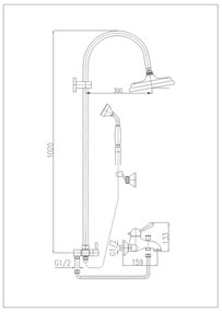 Slezák RAV Vodovodní baterie vanová LABE s hlavovou a ruční sprchou, Barva: chrom, Rozměr: 150 mm - L054.5/3