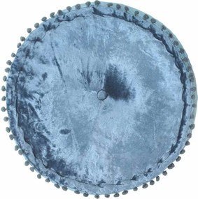 Kulatý taburet samet 40 x 20 cm modrý 287566