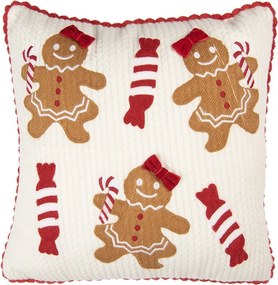 Vánoční dekorační polštář GingerBread s motivem perníčků a cukrátek - 40*40*4 cm