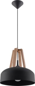 Sollux Lighting Závěsné svítidlo CASCO černá/přírodní dřevo